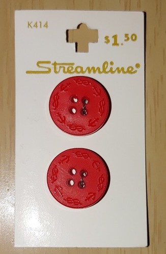Vtg Streamline Nautical Buttons Red Anchor Design Carded 20mm 32 (13/16 ...