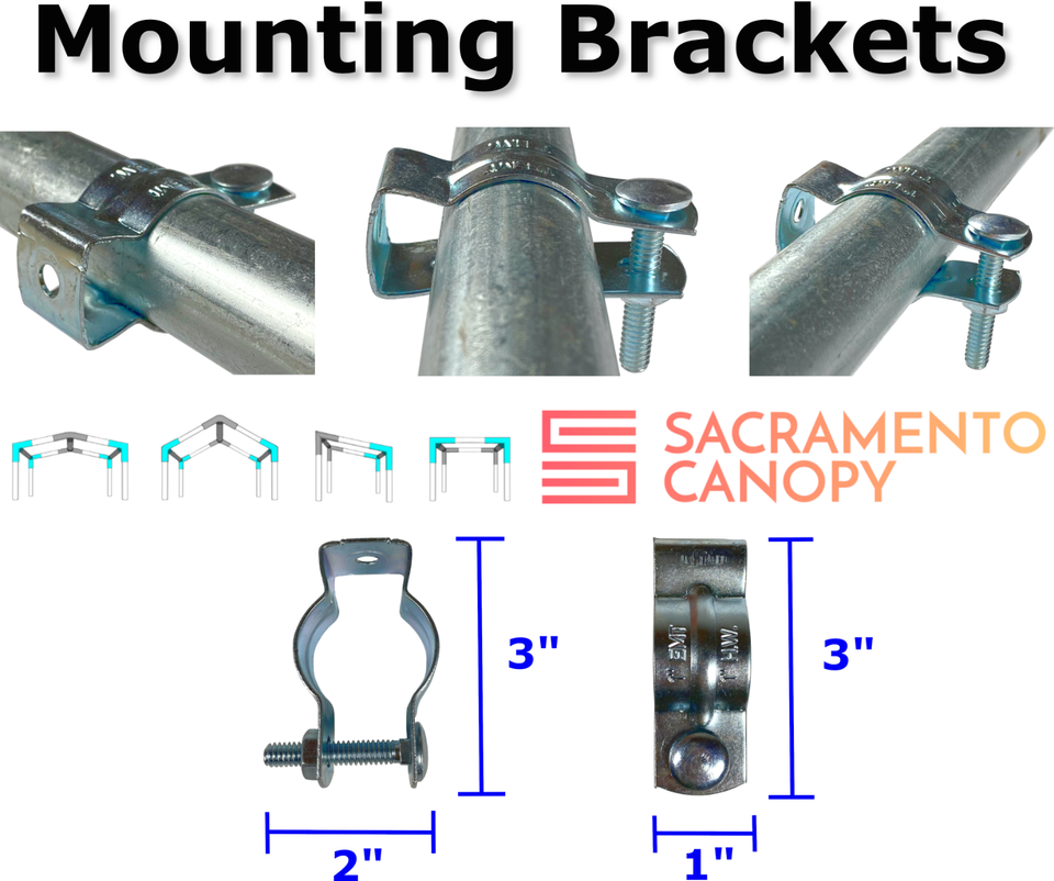 Low Slope, Lean-To Wall Mounted EMT Canopy Fittings Kits, DIY Carport ...