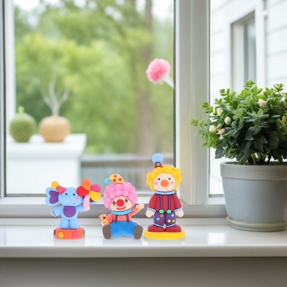 3 Pcs Miniature Clown Figurines for Carnival Figure Props Decoration ...