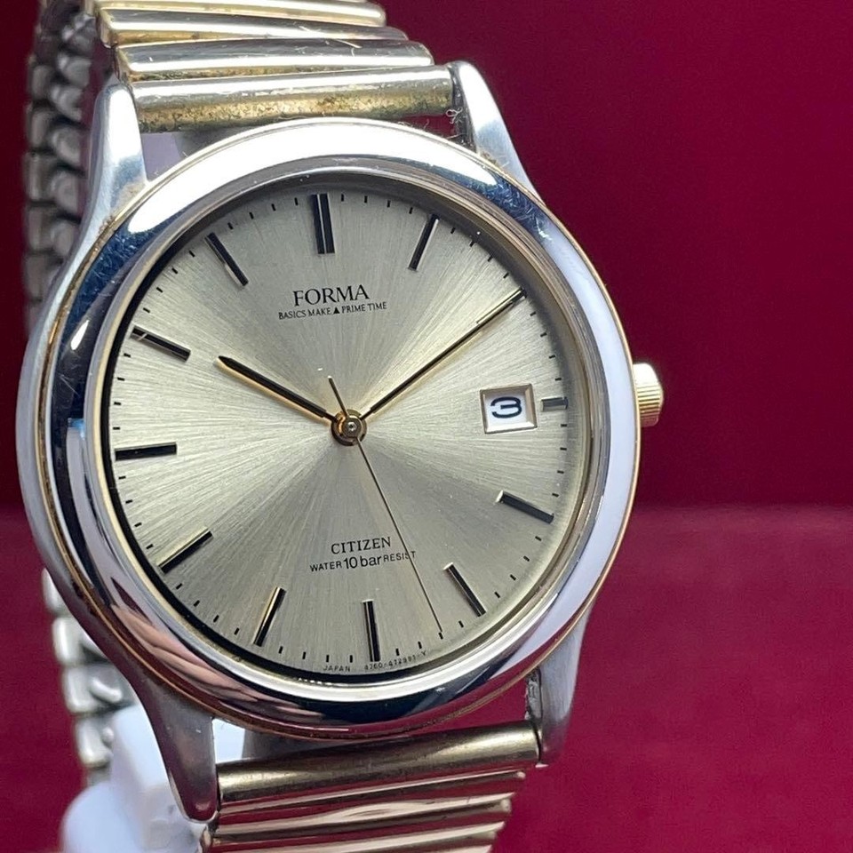 CITIZEN FORMA Quartz Watch 10 Bar Water Resistant Gold Dial Vintage ...