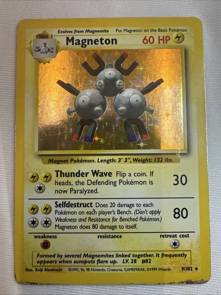 Magneton 9/102 Holo Unlimited Holo Rare Base Set Pokemon TCG LP | eBay