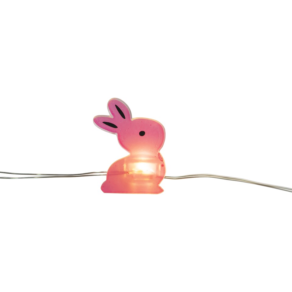 20 LED Perfect Holiday Battery Operated String Light Easter Pink Bunny ...