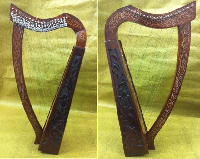 Carved Celtic Harp