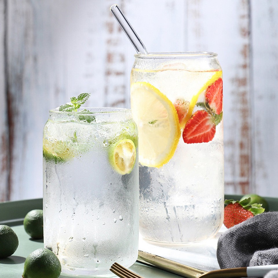 Glass Wine Goblet Beer Glass Can Cup Straw Cocktail Glasses Iced Tea ...
