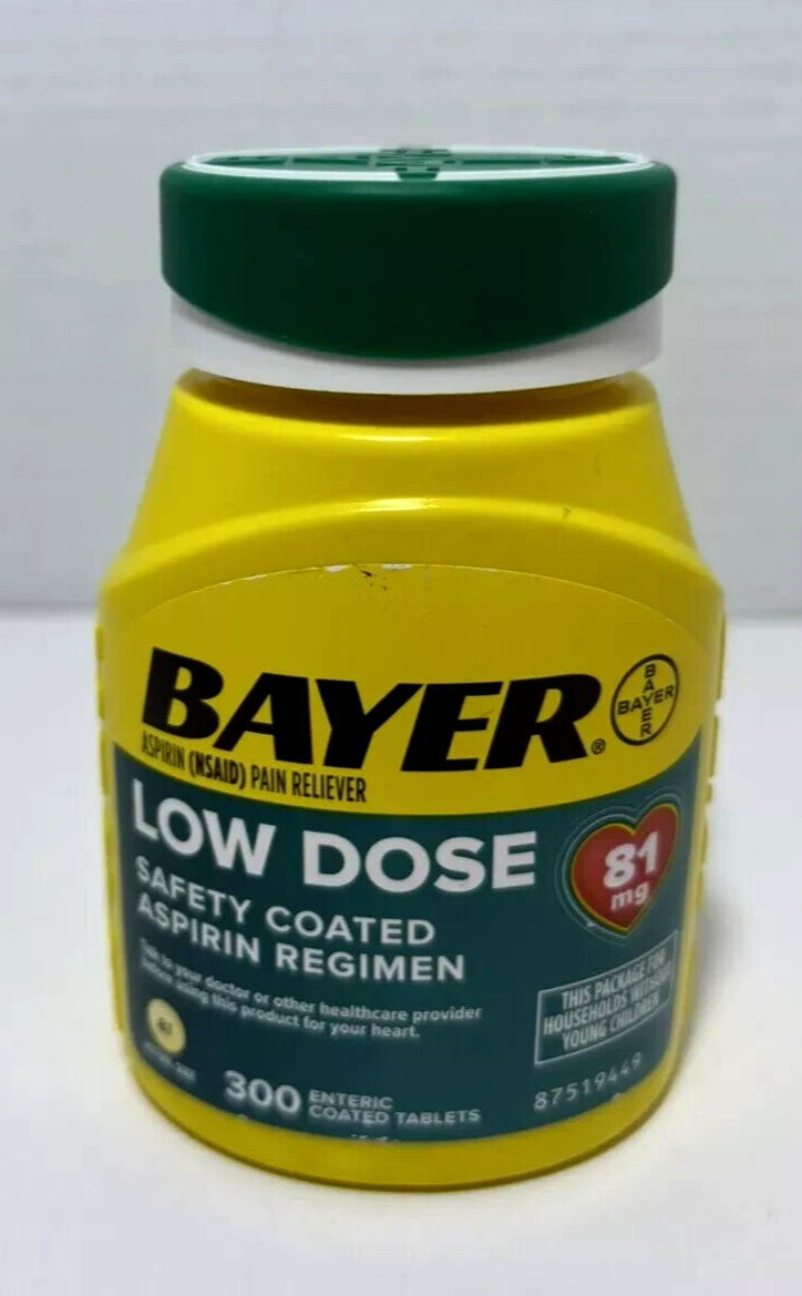 Bayer Aspirin Regimen Low Dose 81 mg Enteric Coated Tablet, 300 Count ...