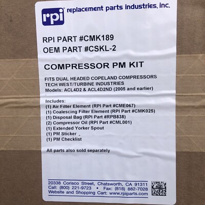Rpı CMK189 Compressor PM Kits Copeland Tech West Turbine ACL4D2 ...