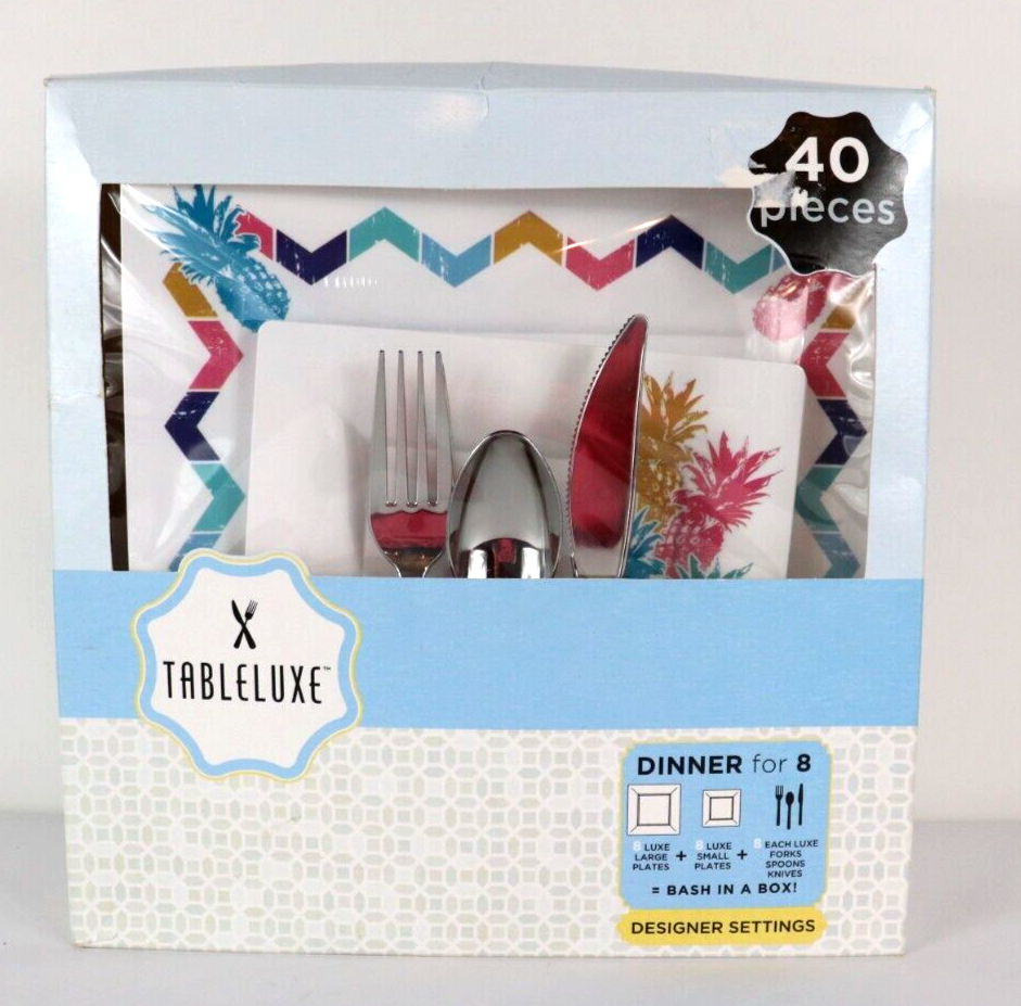 40 Pcs. Tableluxe Designer Set for 8 Plates Forks Knives Summer ...