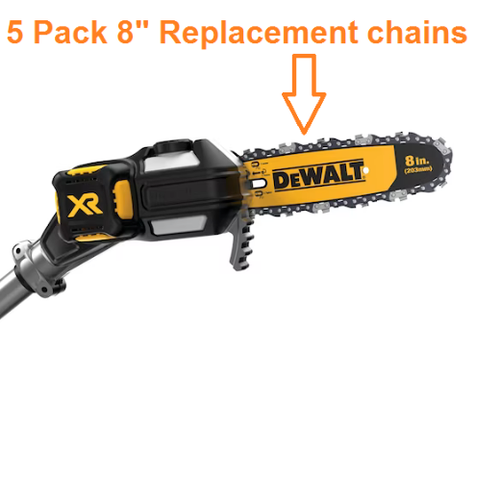 5 Pack Dewalt DCPS620 8" Pole Saw Replacement Chains 3/8LP .043 34DL ...