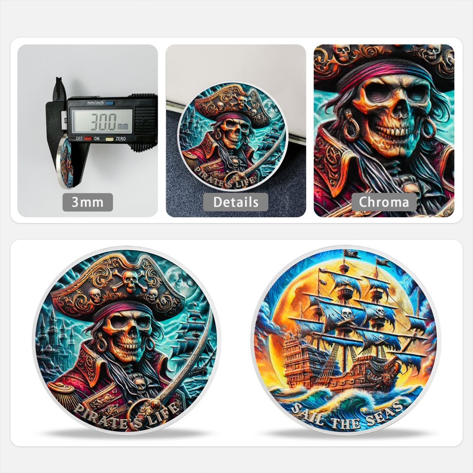 3D Captain Skull Pirate Challenge Coin | Sail The Sea | Lead Your ...