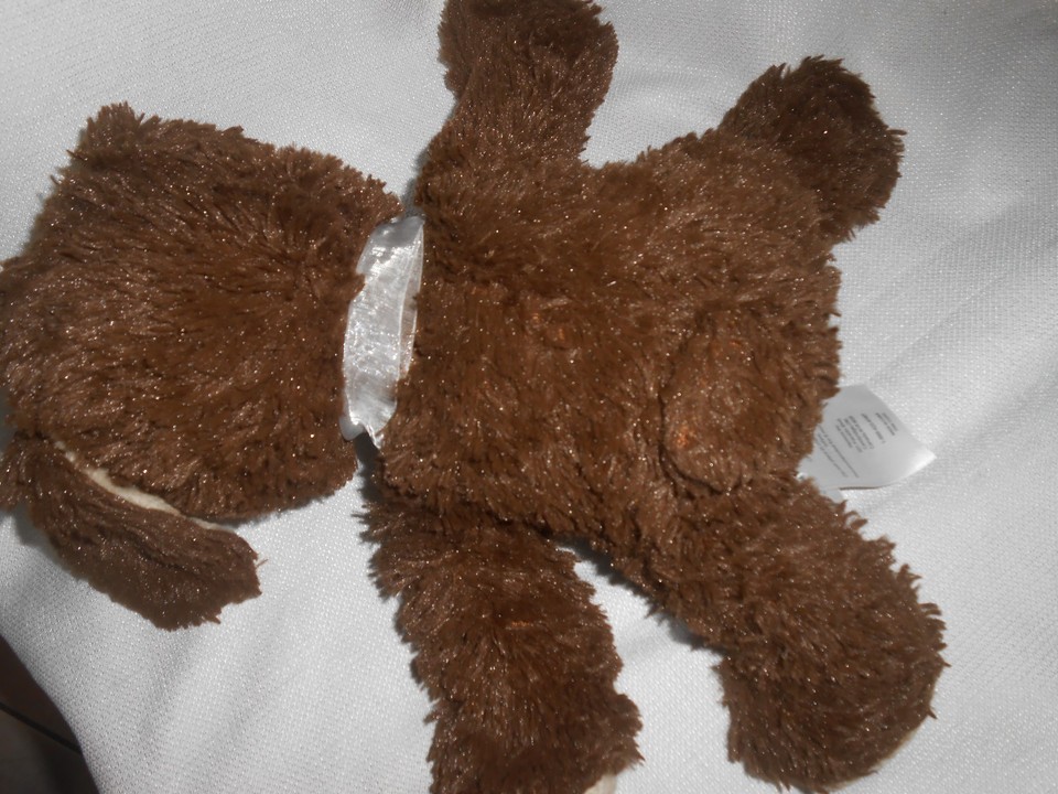little miracles cream brown puppy dog big long ears 12" bow plush lovey ...