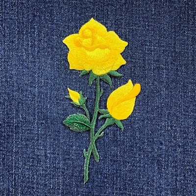 Yellow Rose Applique Patch - Embroidered Flower Badge 4.75" (Iron On ...