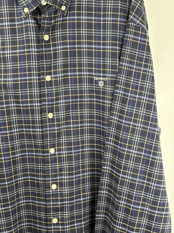 GANT Tech Prep Oxford Regular Fit Navy Plaid Shirt | Size 2XL | eBay UK