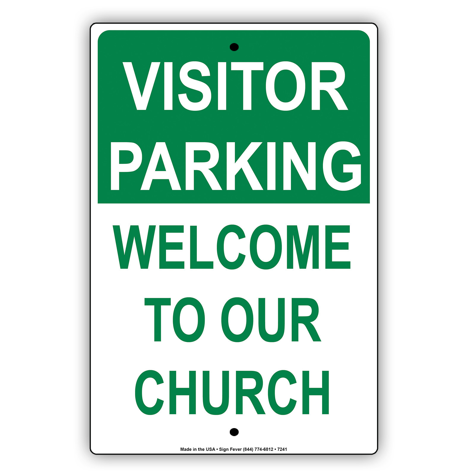 Visitor Parking Welcome To Our Church Sign Notice Aluminum Metal Green ...