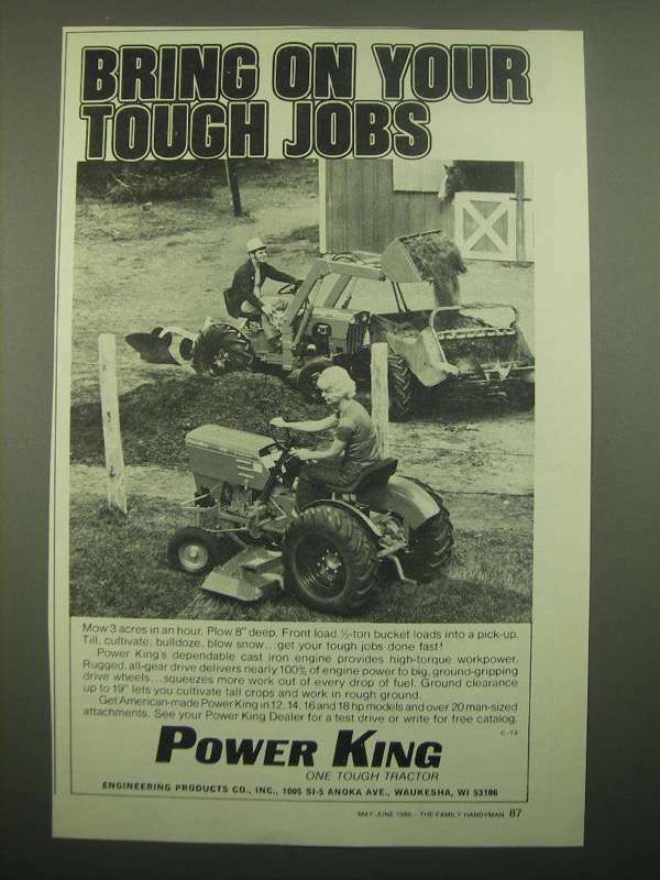 1980 Power King Garden Tractor Ad - Bring On Your Tough Jobs | eBay
