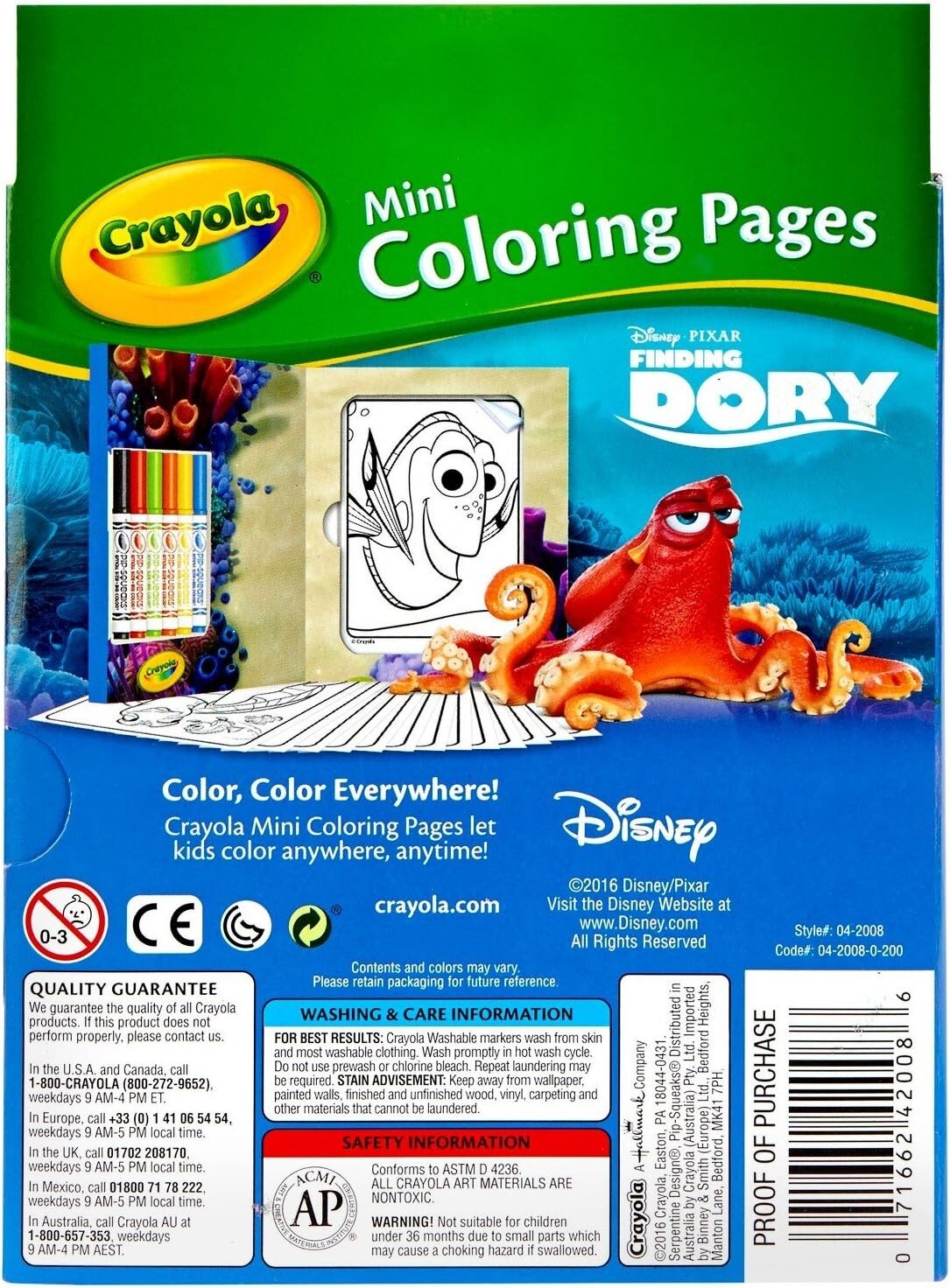 Crayola Finding Dory Mini Coloring Pages 80pgs 6 Markers 04-2008 Boys ...