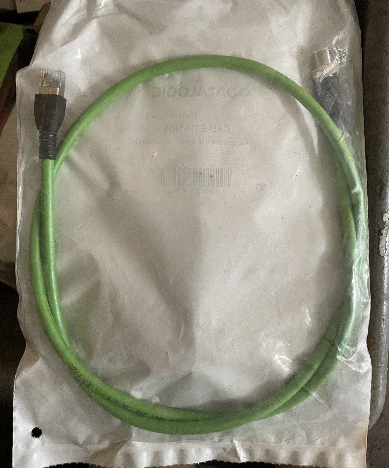 Datalogic Ethernet Cable CAB-ETH-M01 4-pin D-coded M12 to RJ45 1 meter ...