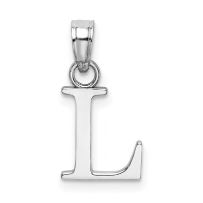 14K White Gold Polished Block Letter L Initial Pendant | eBay