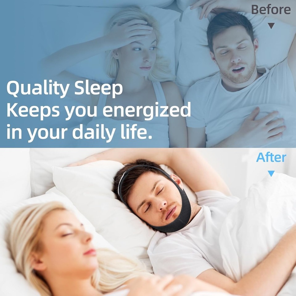 2 Pack Anti Snoring Chin Strap Sleep Apnea Snore Stop Belt Snoreless Sleep Jaw | eBay