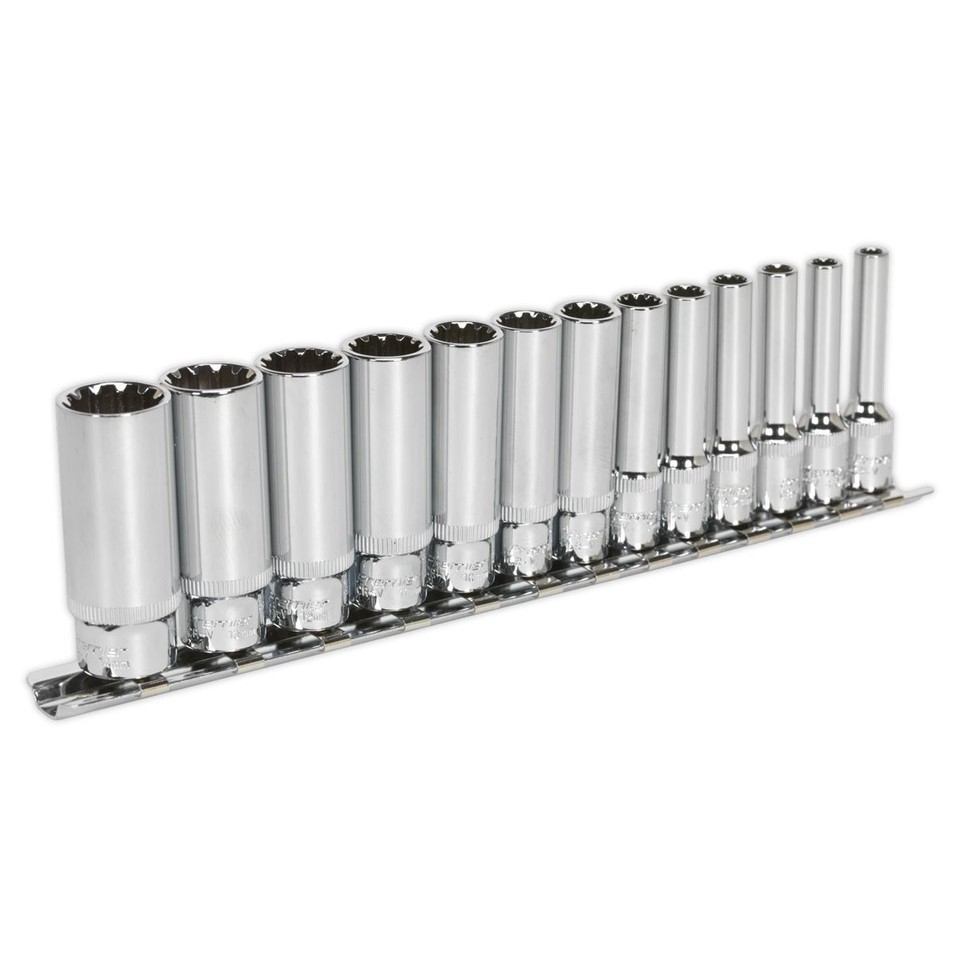 Sealey Deep Socket Set 4-14mm Hex Spline Trx-Star 13pc 1/4" Total Drive ...