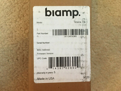 Biamp Tesira TB-1 Ceiling Tile Bridge for TCM Plenum Boxes Part # 911. ...