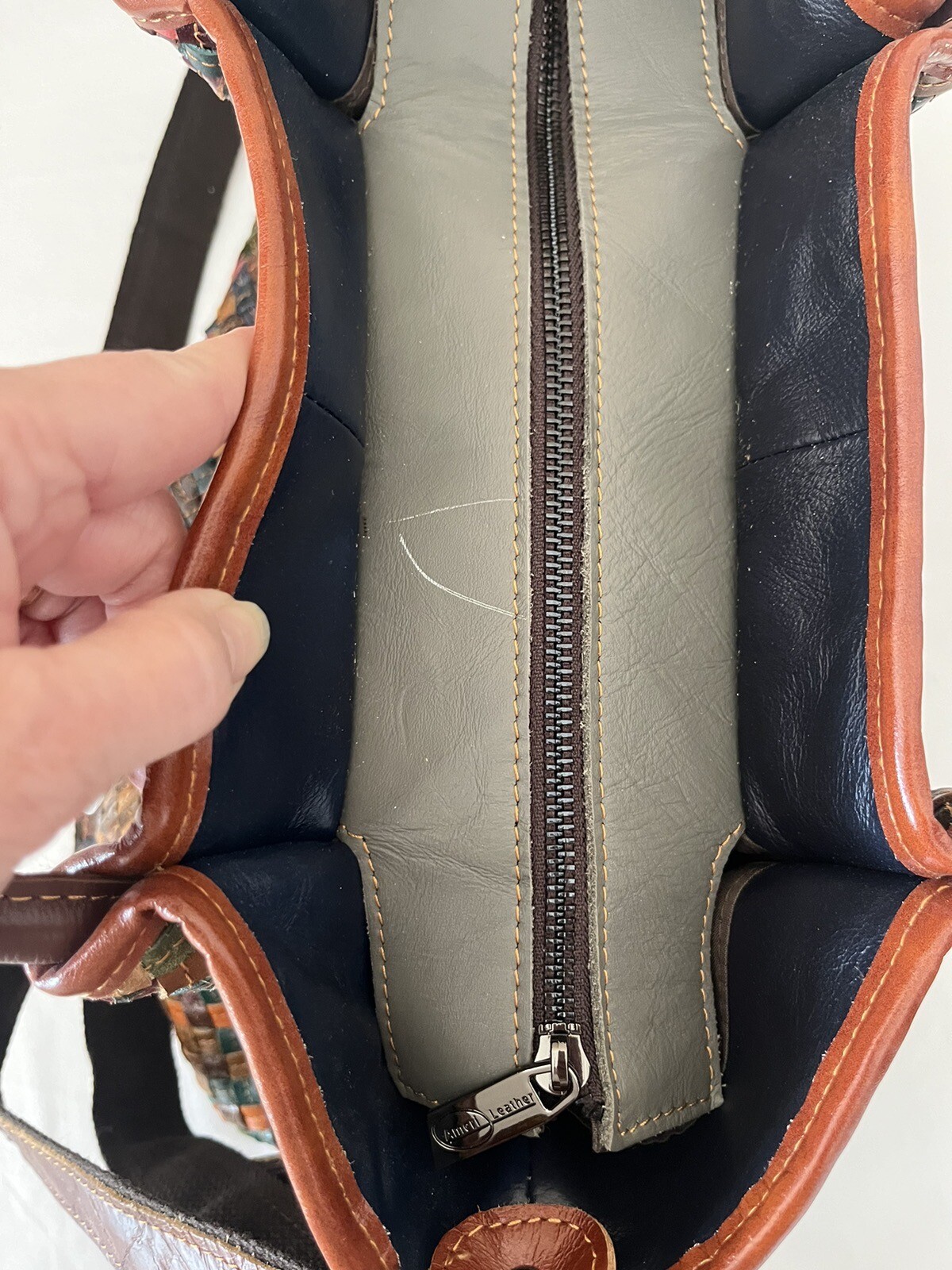 Large Multi Color Real Leather AMERI LEATHER Handbag. | eBay