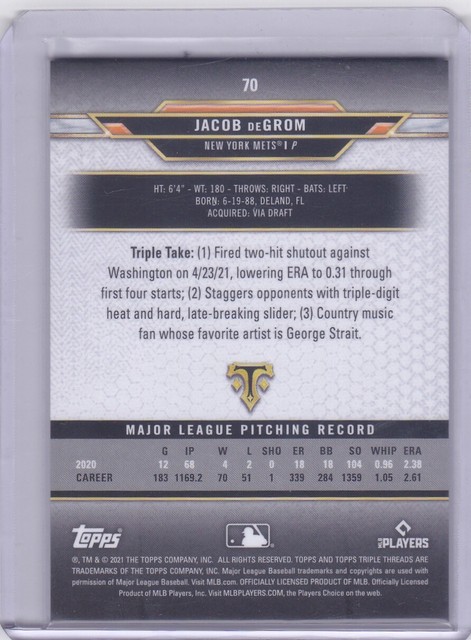 2021 Topps Triple Threads - #70 Jacob deGrom for sale online | eBay