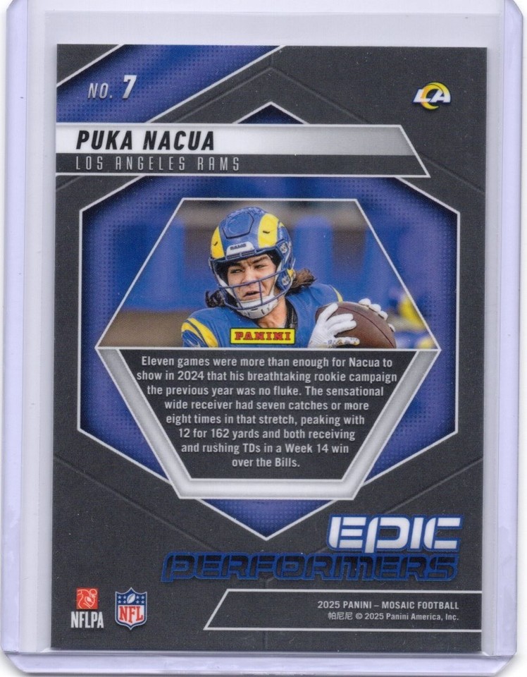 2025 Panini Mosaic Football Puka Nacua Epic Performers #7 Los Angeles ...