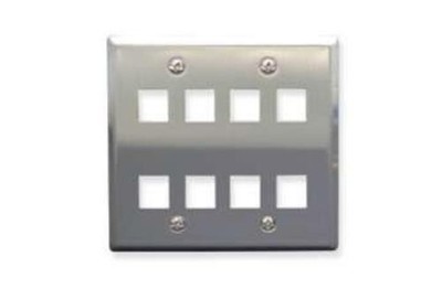 ICC 8-port Double Gang Stainless Steel Faceplate (face-8-ss) (face8ss ...