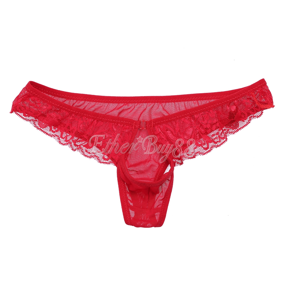 Mens Lace Sheer Mesh G-String Open Front Underwear Brief Bulge Pouch ...