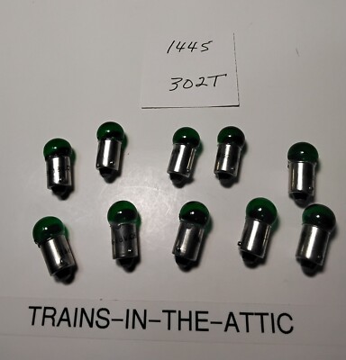 LIONEL 1445 GREEN TRANSLUCENT BULB 18V BAYONET BASE NEW TESTED 10 BULBS ...