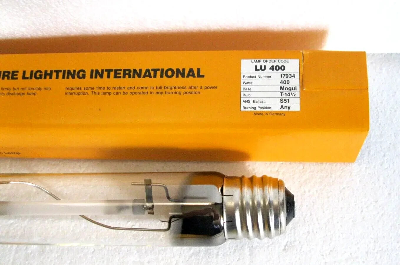 VENTURE High Pressure Sodium HPS Lamp Bulb 400 Watt LU400 MOG E39 400W ...