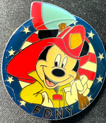 NY FDNY New York Fire Dept Disney Store Mickey Fireman Pin VINTAGE NEW ...