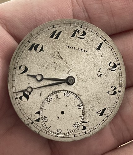 Movado Antique Pocket Watch Movement 15j w/ Hands & Dial - For Parts ...