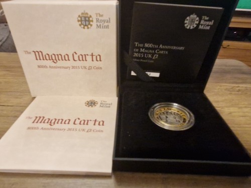 2015 800th Anniversary Magna Carta Silver Proof £2 Coin w/Box & COA ...