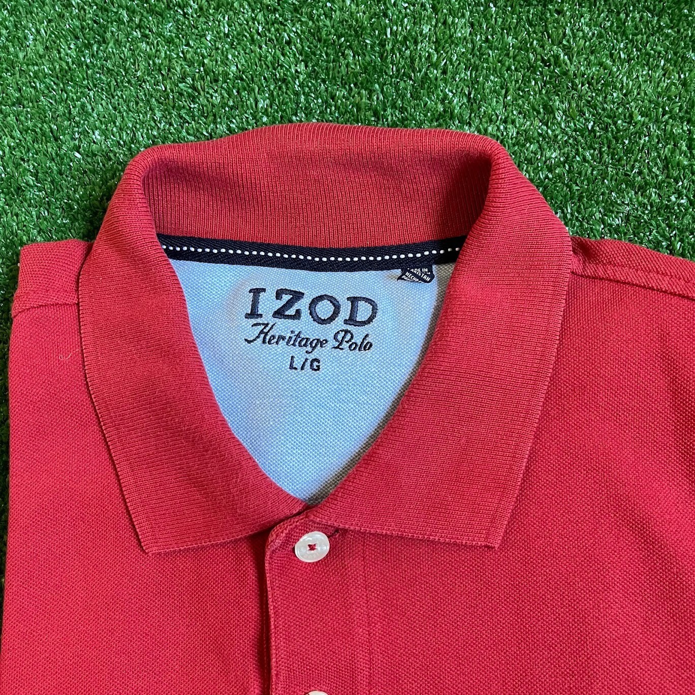 Izod Men's Heritage Short Sleeve Logo Classic Pique Y2K Red Polo Shirt ...
