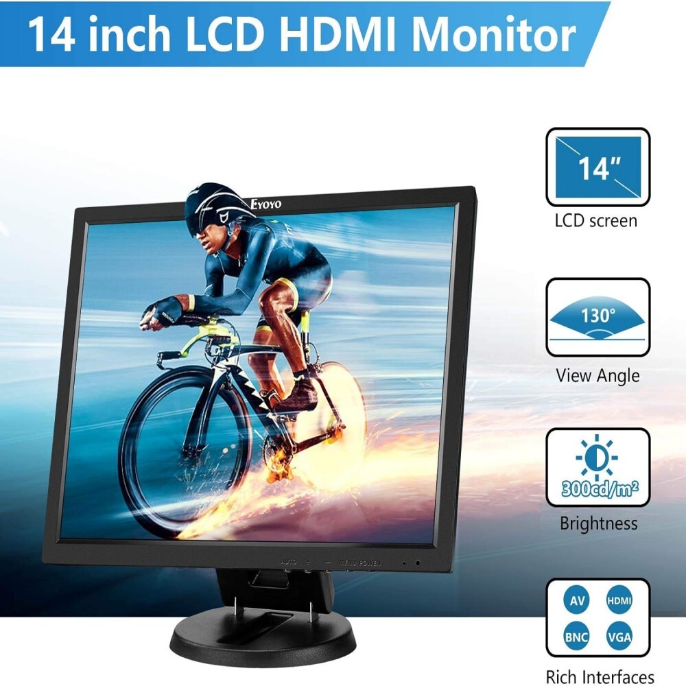 Eyoyo 14'' LCD HDMI Monitor 1024x768 Laptop PC Computer Monitor Screen ...