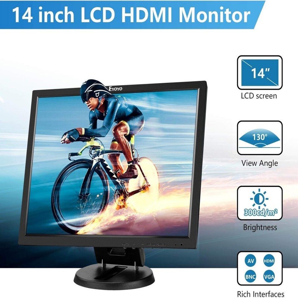 Eyoyo 14'' LCD HDMI Monitor 1024x768 Laptop PC Computer Monitor Screen ...