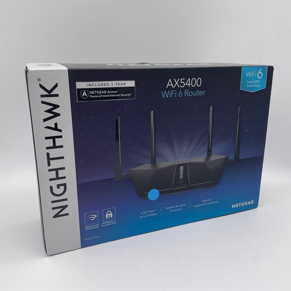 NETGEAR Nighthawk WiFi 6 Router (RAX54S) 6-Stream AX5400 5.4 Gbps | eBay