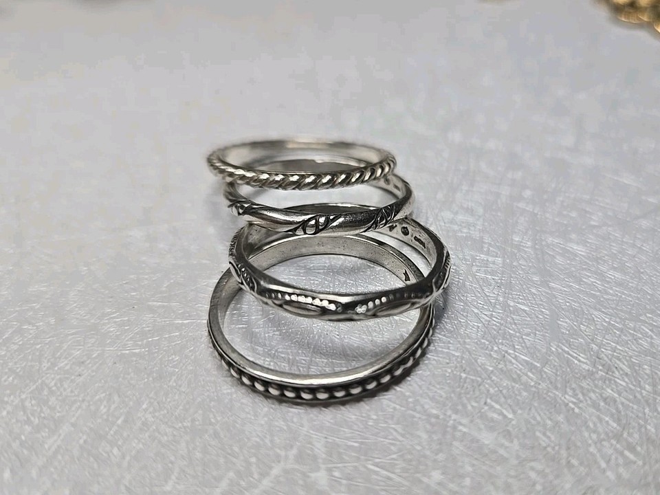 Four Silpada Sterling Silver Stackable Rings Size 11 | eBay