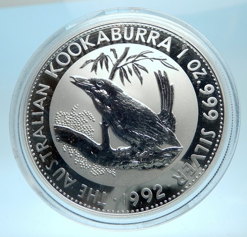 1992 AUSTRALIA Kookaburra Bird Tree 1 oz Silver 1 Dollar Australian ...