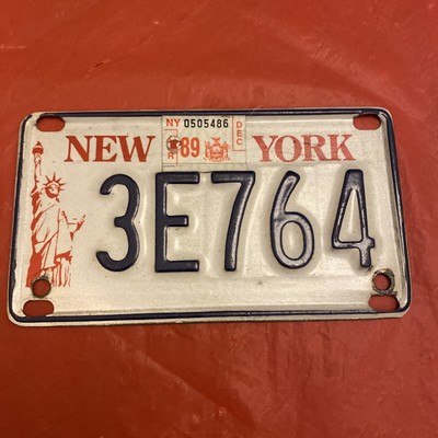 1990's New York Motorcycle License Plate Statue Of Liberty (3E764) | eBay