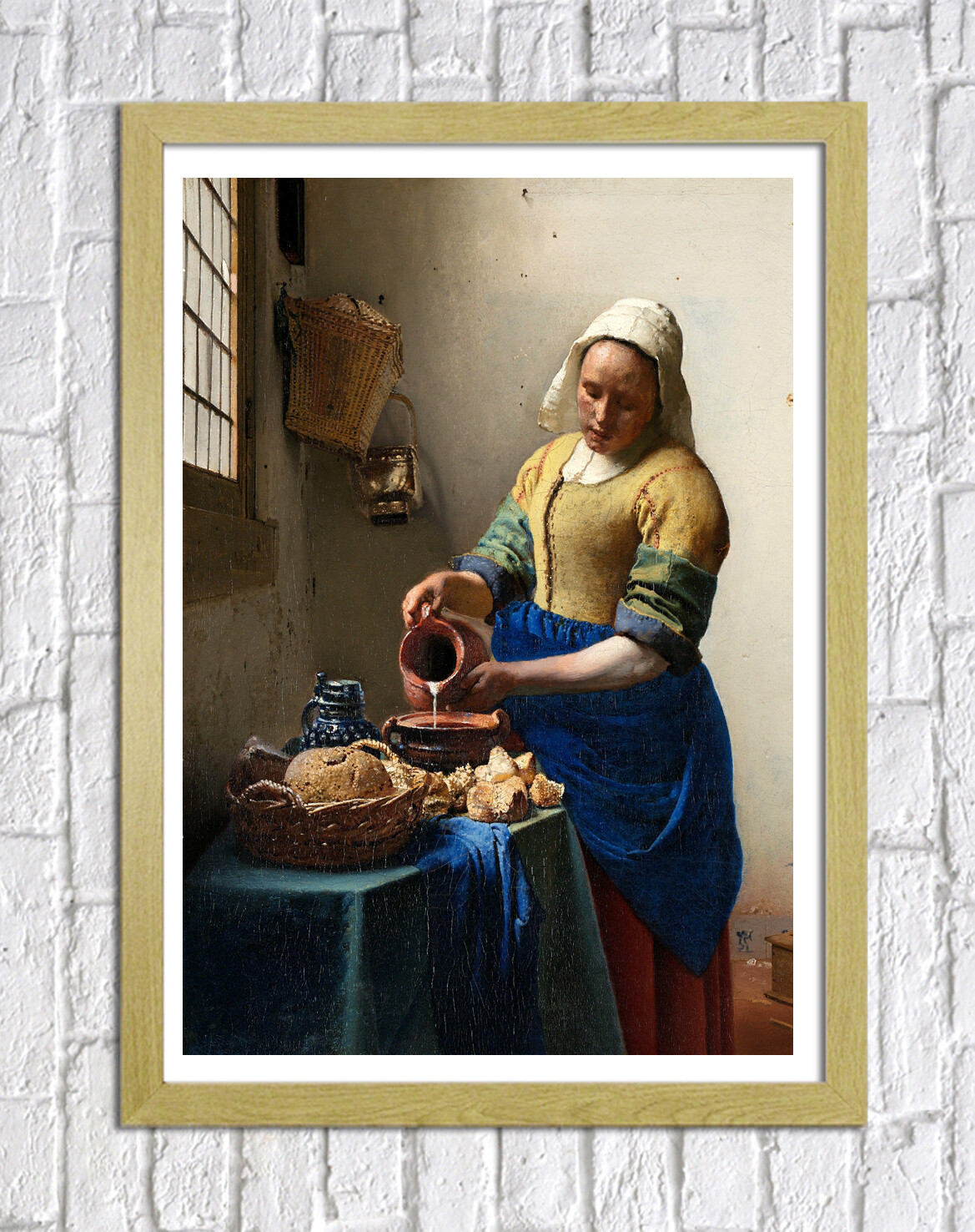 VERMEER THE MILK MAID-FRAMED CANVAS PAINTING WALL ART PICTURE PAPER ...