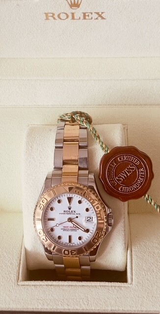 Rolex Midsize Yacht-Master 35mm Two-Tone White Dial Rotating Bezel ...