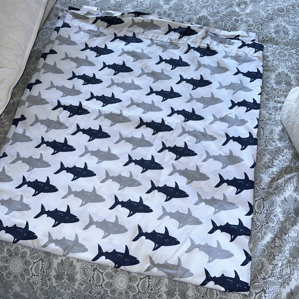 Pottery Barn Kids Shark Sheet Full Size Flat Only, Blue & Gray Color ...