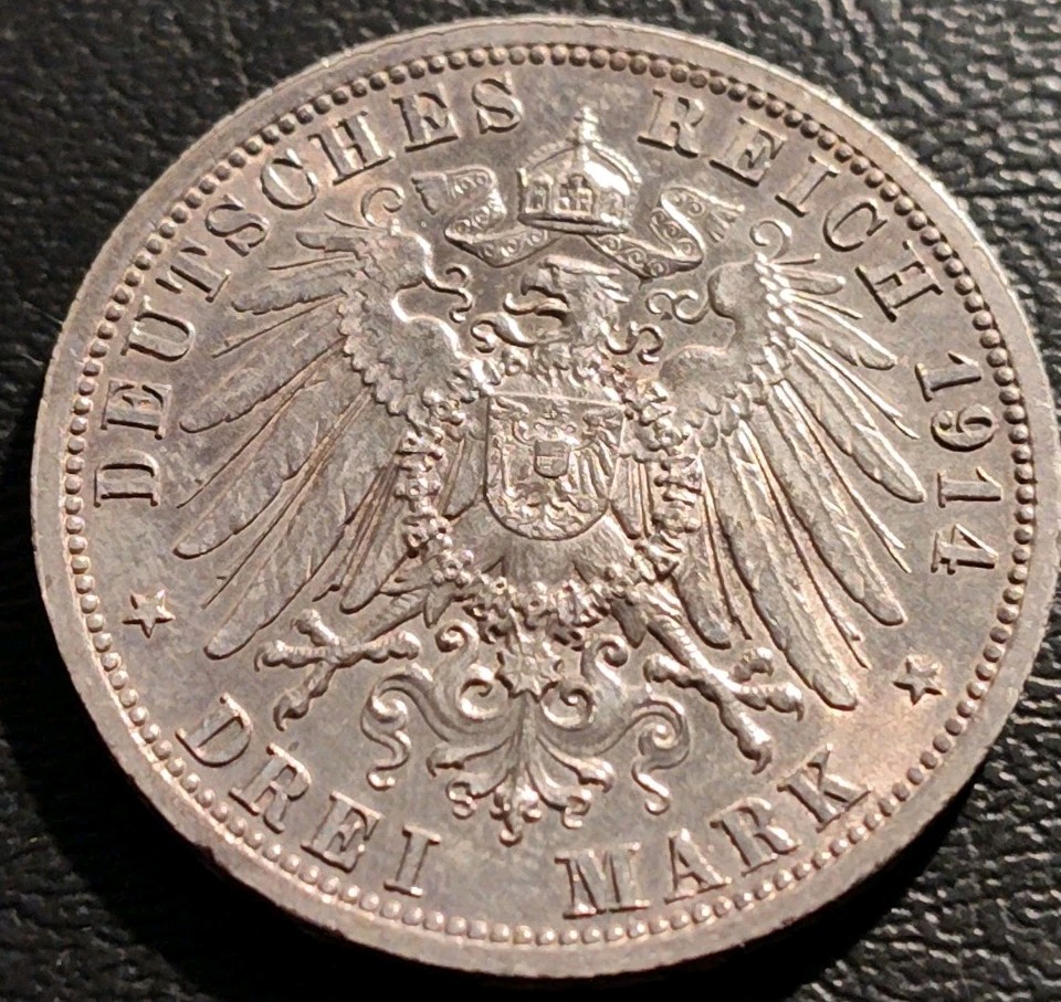 German States Prussia, 1914A, 3 Mark, Wilhelm II, Silver Coin. | eBay