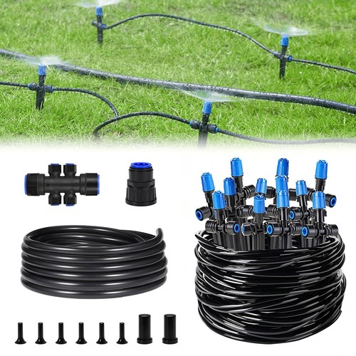HIRALIY 50FT Quick-Connect Drip Irrigation Kit with Adjustable Fan ...