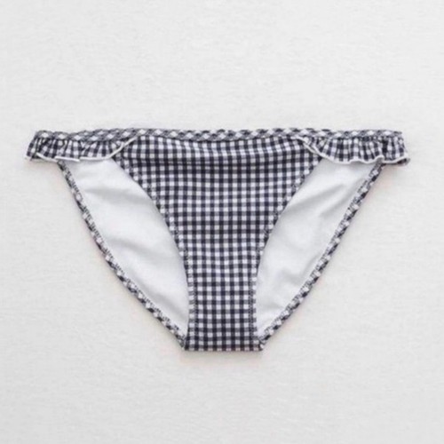 NEW Aerie Gingham Seersucker Ruffle Bikini Bottoms Navy/White Women's ...