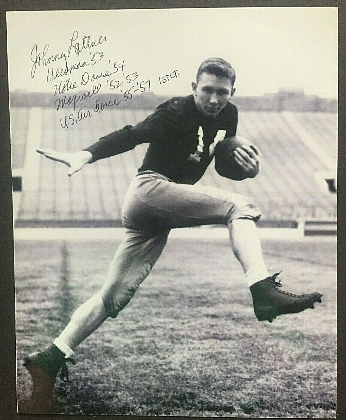 Lot of 3 Johnny Lattner Sam Baugh signed 8x10 photo Heisman Military ...