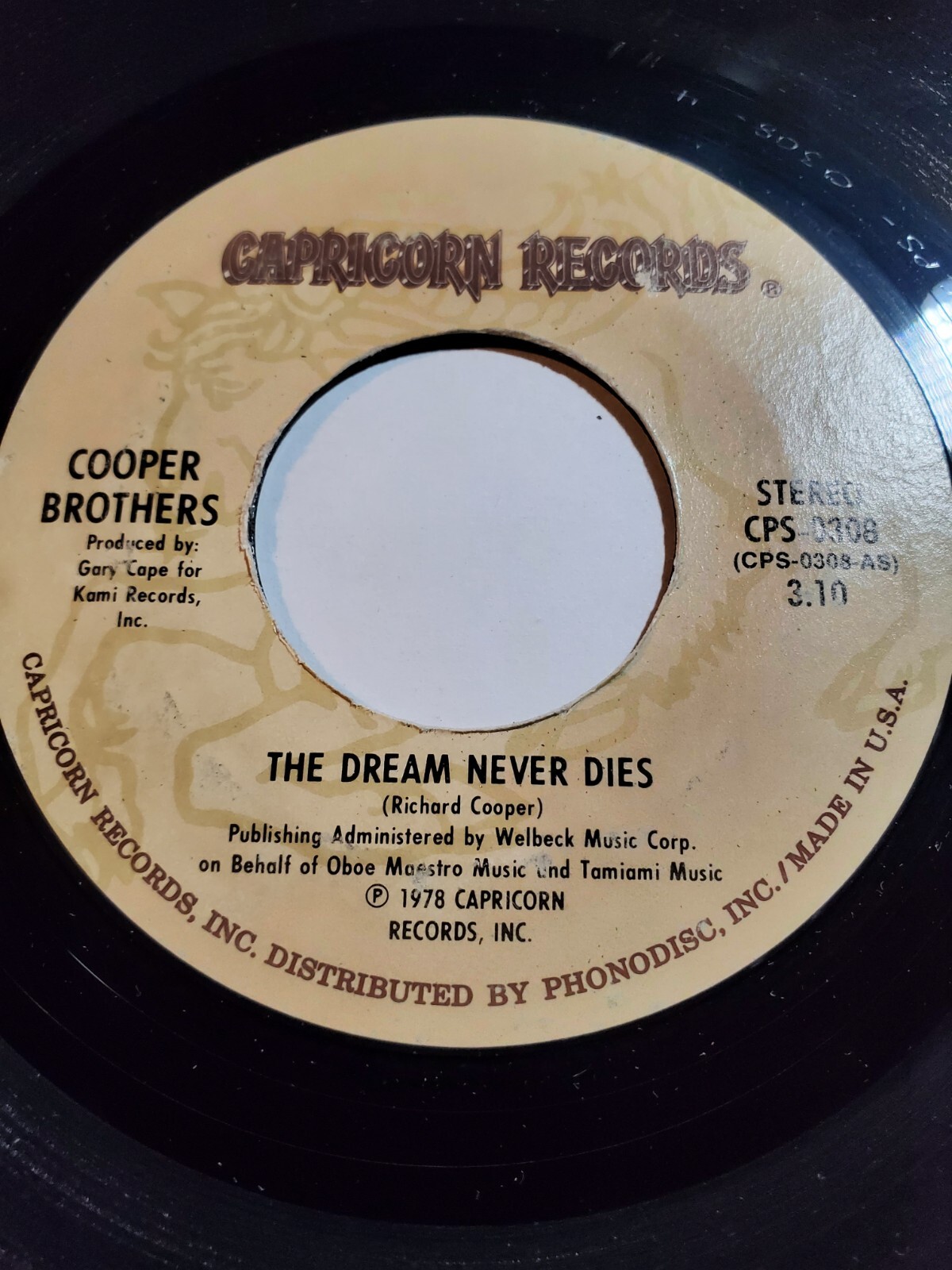 Cooper Brothers - The Dream Never Dies 7" Capricorn CPS-0308 VG+ F163 ...