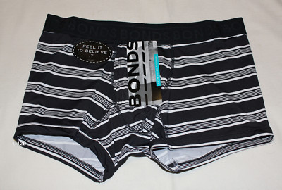 Bonds Mens MY78A Black White 31M Stripe Luxe Microfibre FIT Trunk Brief ...
